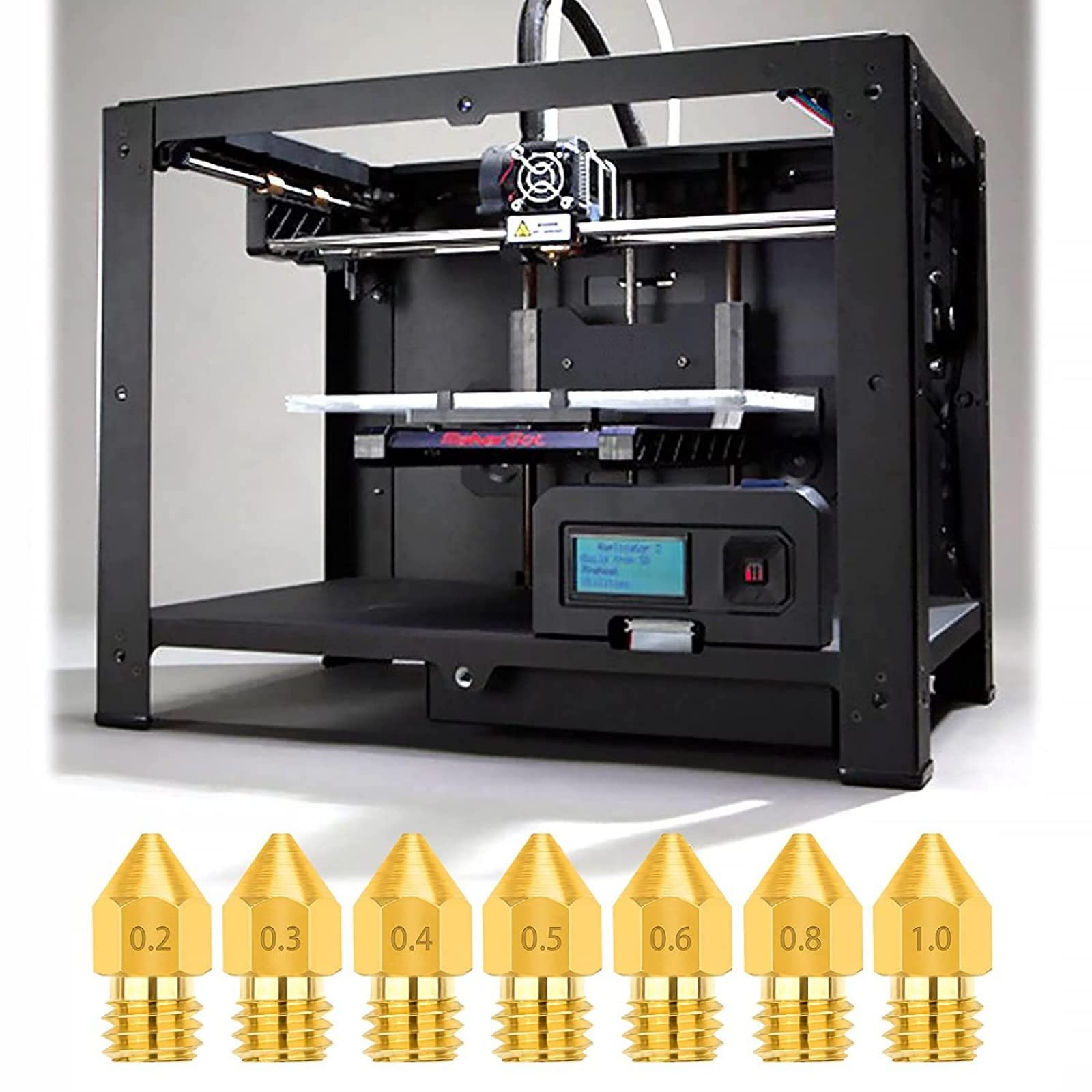 24Pcs MK8 3D Printer Nozzles Extruder nozzles Kit 0.4mm,0.2mm,0.3mm,0.5mm,0.6mm,0.8mm,1.0mm Brass Nozzles with 5Pcs Stainless Steel Cleaning Needle for for Creality CR-10, Ender 3/ pro/v2/5, Prusa i3