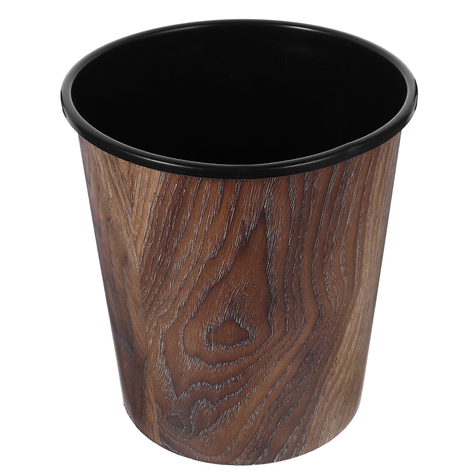 VILLCASE Vintage Wood Grain Plastic Trash Can Round Wastebasket 7l Garbage Can Trash Bin Farmhouse Garbage Bin Container for Under Desk Kitchen Bedroom Hotel or Kids Room
