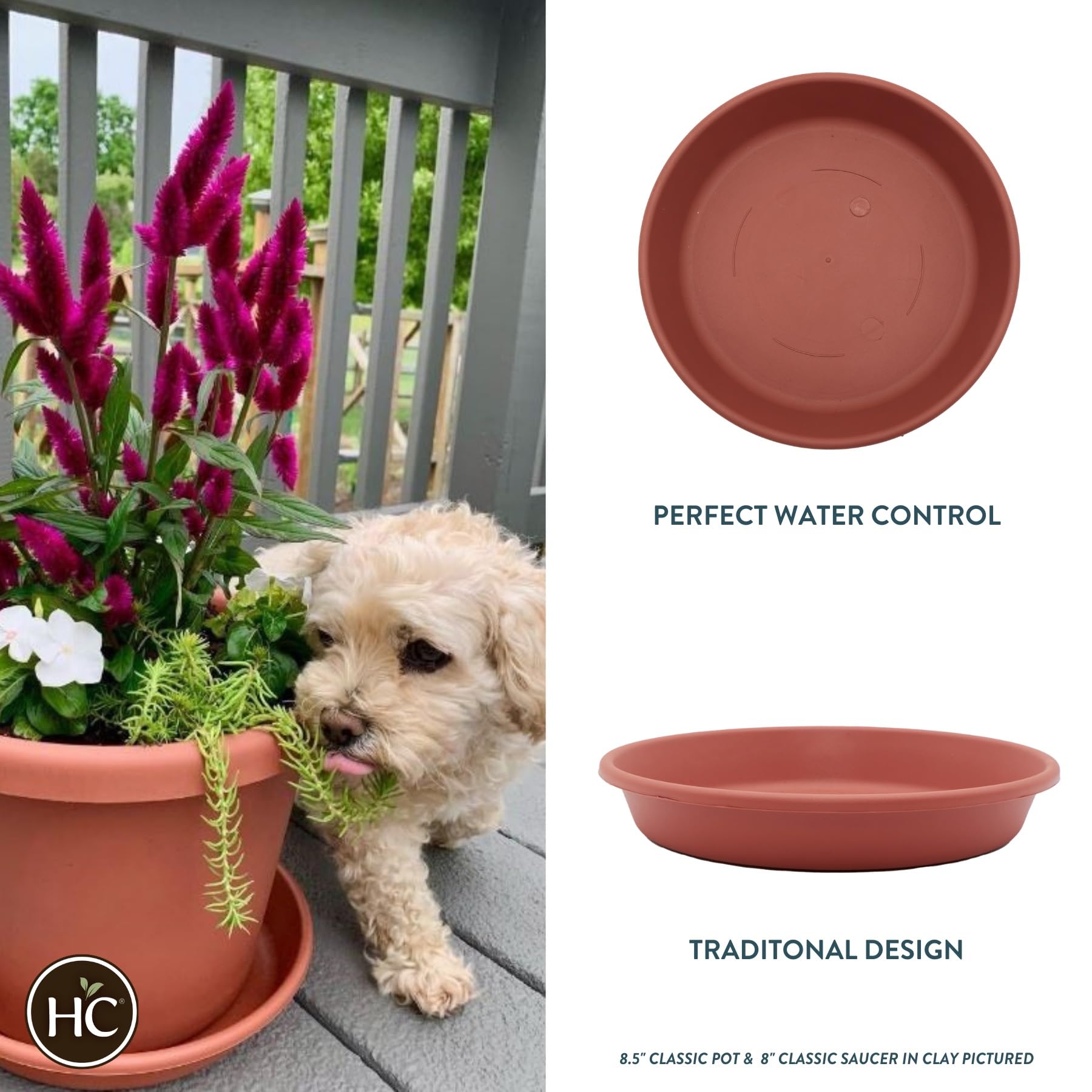Classic Round Planter Saucer - The HC 8-Inch Flower Pot Drip Trays for Planters, Pairs w/ 8" Clay Classic Planter LIA08000E35 Clay (SLI08000E35), Terra Cotta