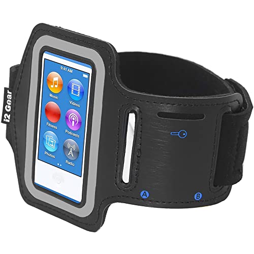 i2 Gear Adjustable Armband Compatible with iPod Nano 8th and 7th Generation Devices (Black)