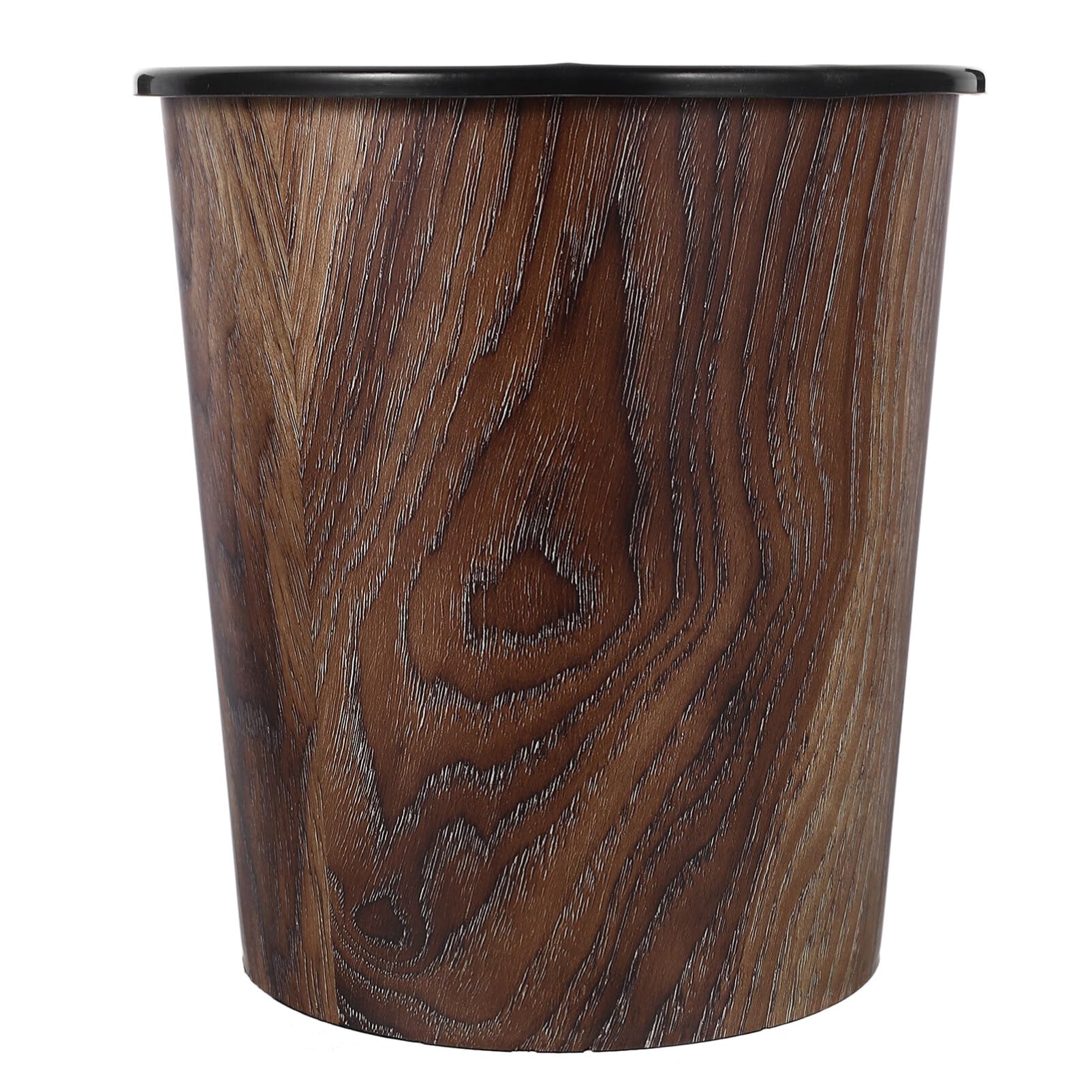 VILLCASE Vintage Wood Grain Plastic Trash Can Round Wastebasket 7l Garbage Can Trash Bin Farmhouse Garbage Bin Container for Under Desk Kitchen Bedroom Hotel or Kids Room