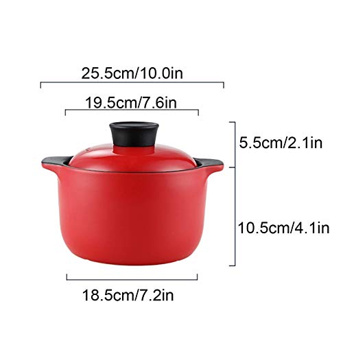 TYUXINSD Durable Stockpot Classic Round Covered Casserole Red High Temperature Resistant Earthenware Pot Stovetop Ceramic Stew Pot Stockpot Kitchen Cooking Pot Soup Pot (Size : 3.6L) (Size : 2.8L)