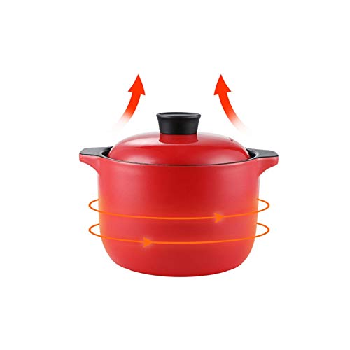 TYUXINSD Durable Stockpot Classic Round Covered Casserole Red High Temperature Resistant Earthenware Pot Stovetop Ceramic Stew Pot Stockpot Kitchen Cooking Pot Soup Pot (Size : 3.6L) (Size : 2.8L)