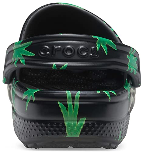 Crocs Unisex Classic Hemp Leaf Clogs, Half Baked and Weed Graphics, Black, Numeric_6 US Men
