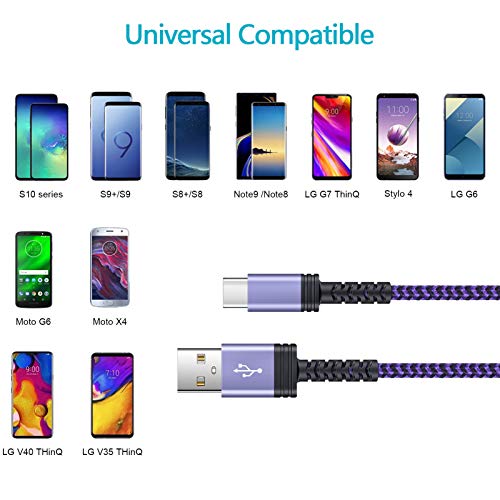 C Charger Cable Fast Charging Phone Android Power Cord 4Pack for Samsung Galaxy S22+ S22 Ultra S22 Plus Note 21/20 Ultra, S21+/S20 Plus/S21 S20 FE/S10 Plus/S9 A11/A21/A51/A71 Google Pixel 5 4A XL