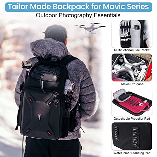 Endurax Large Camera Backpack Drone Hardshell for DSLR and DJI Phantom 3/4, Mavic Pro, Mavic Air with Waterproof Rain Cover and Cutomizable Dividers
