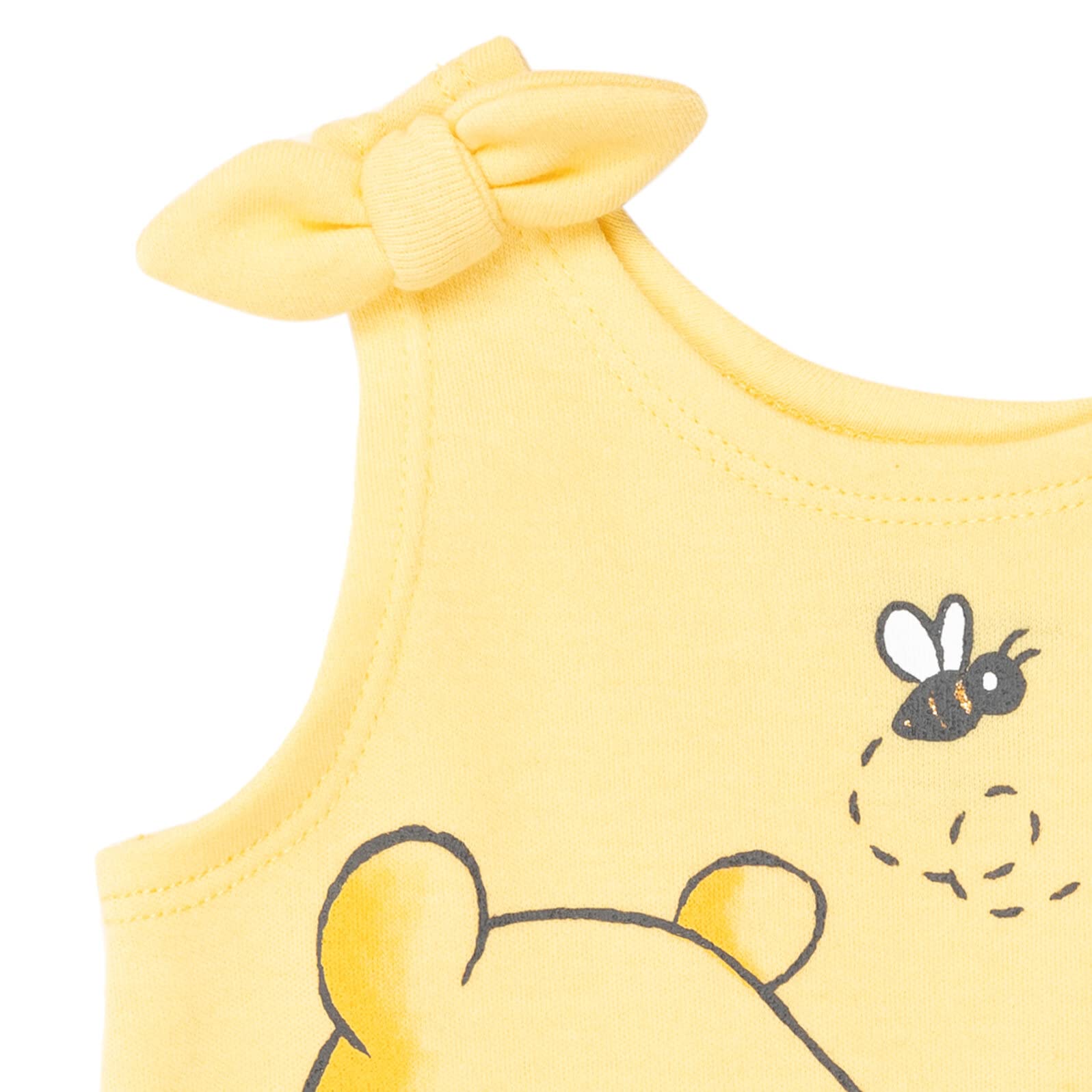 Disney Winnie the Pooh Infant Baby Girls Snap Romper and Headband Yellow 18 Months