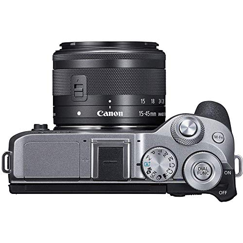 Canon EOS M6 Mark II Mirrorless Digital Camera Silver with 15-45mm Lens, EVF-DC2 Viewfinder Kit + Wide Angle Lens + 2X Telephoto Lens + Flash + SanDisk 32GB SD Memory Card + Accessory Bundle (Renewed)