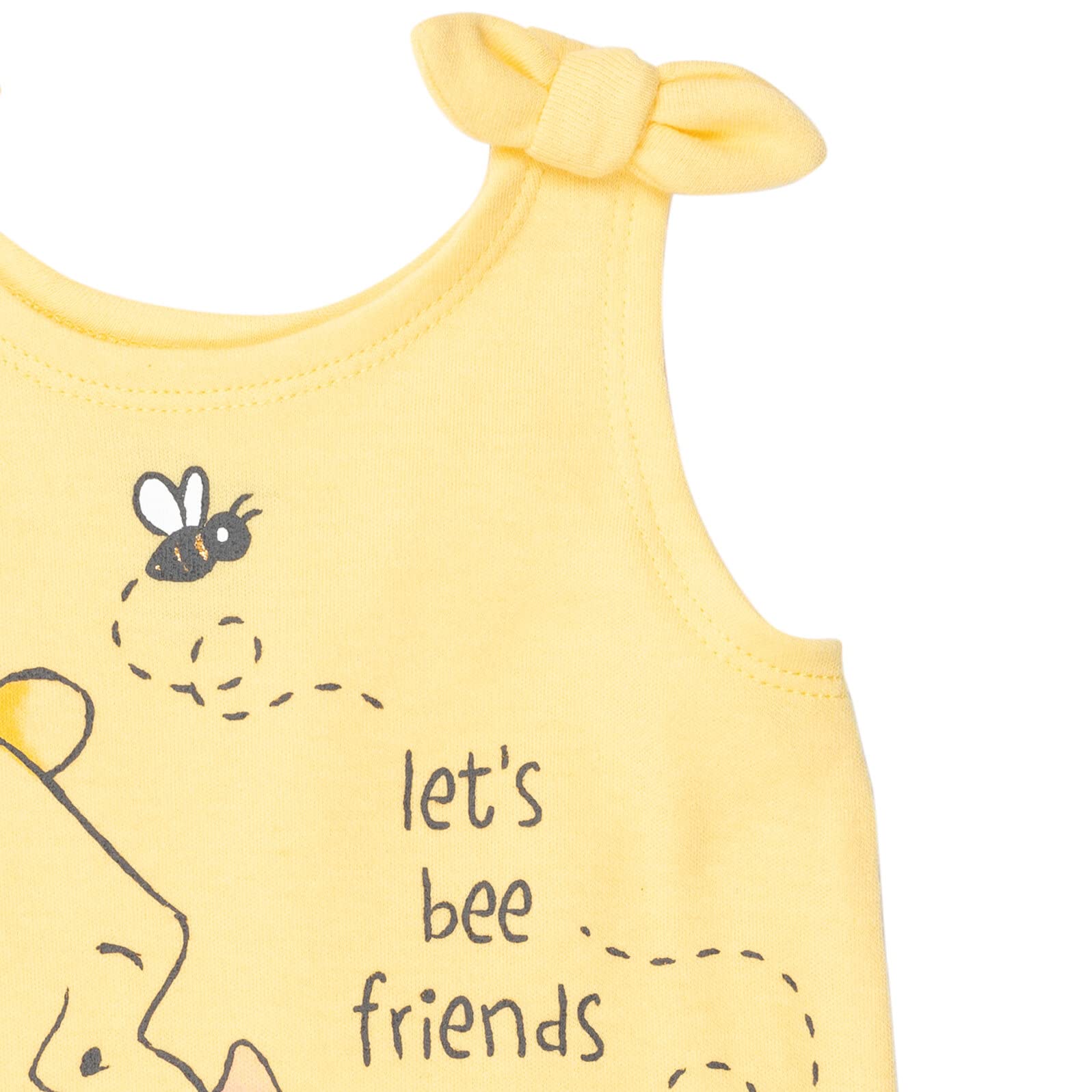 Disney Winnie the Pooh Infant Baby Girls Snap Romper and Headband Yellow 18 Months