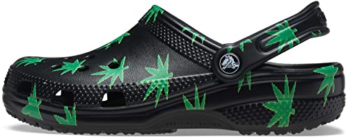 Crocs Unisex Classic Hemp Leaf Clogs, Half Baked and Weed Graphics, Black, Numeric_6 US Men