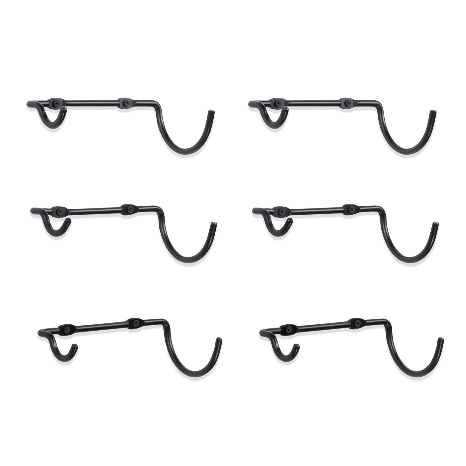 Rustic State Wall Mount Custom Hook Design Iron Wine Bottle Holder Rack Shelf Display for All Adult Beverages Liquor - Home, Kitchen, Dining Room Bar Décor - Set of 6 - Black