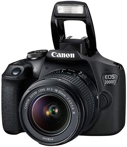 Camera EOS 2000D DSLR (Rebel T7) w/ 18-55mm Zoom Lens Kit + 64GB Memory, 420-800mm Super Zoom Lens, Wide Angle Lens, Telephoto Lens, 3PC Filter Kit, Photo Backpack, Tripod + More (34PC Bundle)