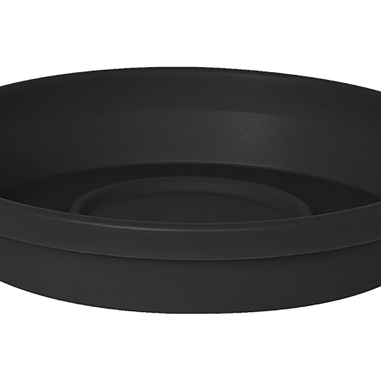 Bloem Terra Pot Round Drain Saucer: 24" - Black - Tray for 17-24", Matte Finish, Durable Resin, Ribbed Bottom, for Indoor and Outdoor Use, Gardening, Planter Not Included, 17.5"