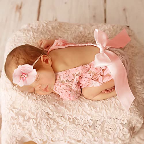 Yuehuam Baby Photography Props Outfits Girl Lace Romper + Headband Infant Photo Shoot Outfits Cloth for 3 Months