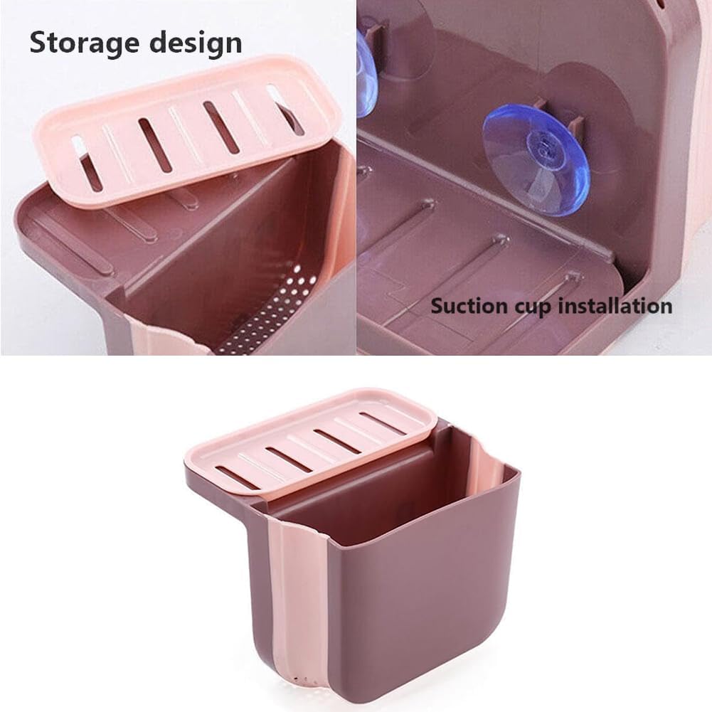 RhAny Dry and Wet Separation Trash Can，Telescopic Sink Drain Basket,Small Suction Cup Trash Can (2PCS-D)