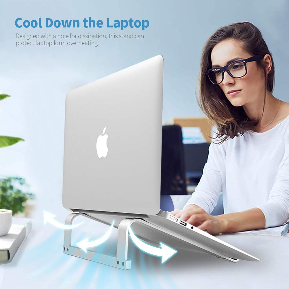 Laptop Stand for Desk,Stable MacBook Pro Stand,Ergonomic Aluminum Computer Riser for 12 13 15 16.2 inch ,Computer Cooling Stand for Mac MacBook Pro Air,HP, Dell, More PC Notebook (Silver)