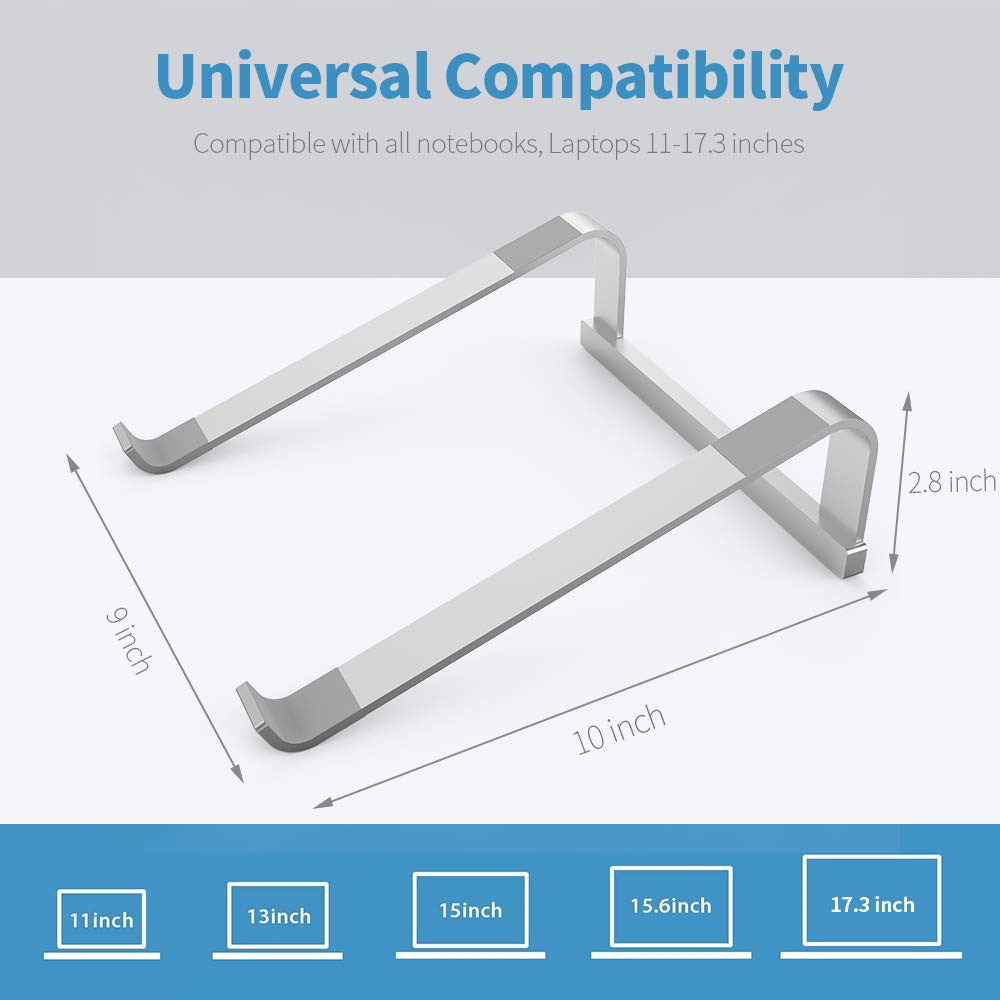 Laptop Stand for Desk,Stable MacBook Pro Stand,Ergonomic Aluminum Computer Riser for 12 13 15 16.2 inch ,Computer Cooling Stand for Mac MacBook Pro Air,HP, Dell, More PC Notebook (Silver)