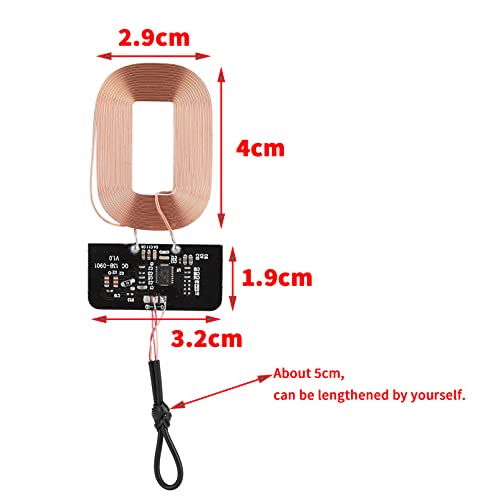 2 Pack Wireless Charger Receiver,DIY Wireless Charging Receiver Module with Magnetic Spacer,Qi Wireless Charging Standard,Built-in Short-Circuit Protection,Over-Voltage Protection