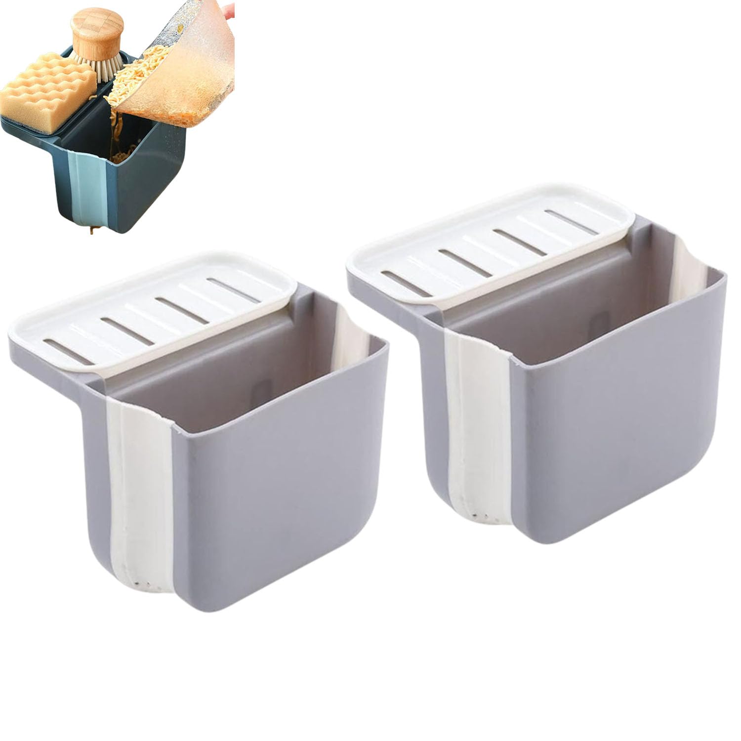 RhAny Dry and Wet Separation Trash Can,Telescopic Sink Drain Basket,Small Suction Cup Trash Can (2PCS-D)