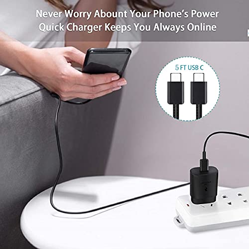Samsung Super Fast Charging,25W USB C Wall Charger Block with 5FT Type C Cable for Samsung Galaxy S22/S22+/S22Ultra/S21/S21+/S20/S20+/S10/S10 Plus/S10e/S9/S9 Plus/S8 Plus/Note 20/Note 10/Note 9/Note 8