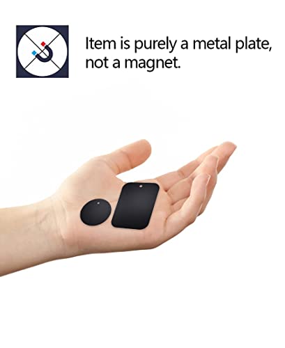 XSFOO Universal Metal Plate 4 Pack for Magnetic Phone Car Mount Holder Cradle with Adhesive (Compatible with Magnetic Mounts) - 2Rectangle and 2Round, Black