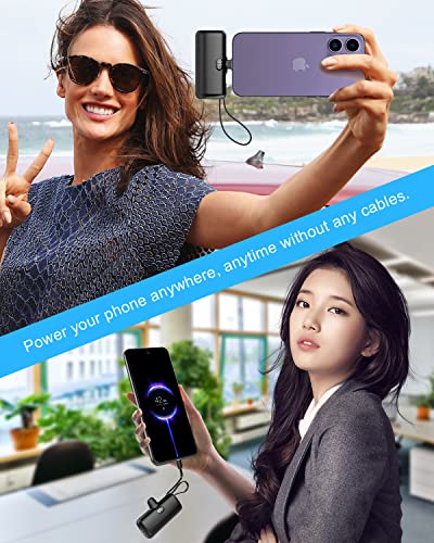 Aimenzunto Small Portable Charger Power Bank, 5000mAh with Lightning & USB C Dual Output Powerbank, LED Display Battery Pack Fast Charging for iPhone 14/13/12/11 Samsung Google Pixel Moto etc