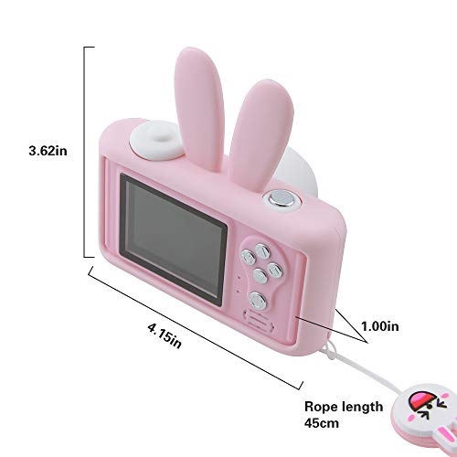 Kids Camera with Pink Rabbit Protective Case, 2 Inch HD Screen Camera for Kids, Childrenâs Selfie Camera, Multifunction Camera Including 16G Memory Card(Pink)