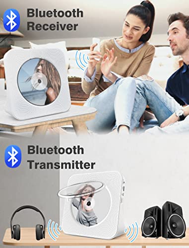 Portable CD Player with Bluetooth: 4000mAh Rechargeable Kpop Music Player with HiFi Speaker,Remote Control,LCD Display,Sleep Timer,Headphone Jack, Supports CD/Bluetooth/FM Radio/U-Disk/AUX