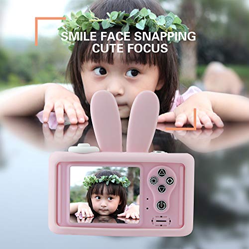 Kids Camera with Pink Rabbit Protective Case, 2 Inch HD Screen Camera for Kids, Childrenâs Selfie Camera, Multifunction Camera Including 16G Memory Card(Pink)