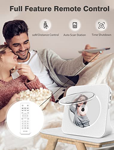 Portable CD Player with Bluetooth: 4000mAh Rechargeable Kpop Music Player with HiFi Speaker,Remote Control,LCD Display,Sleep Timer,Headphone Jack, Supports CD/Bluetooth/FM Radio/U-Disk/AUX