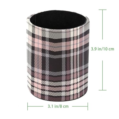 VIOQXI Pencil Pen Cup Pot for Classroom, Women's Makeup Brush Holder, Classic Plaid Check Pattern Black Gray Round Pencil Caddy Desk Organizer, Stationery Supplies