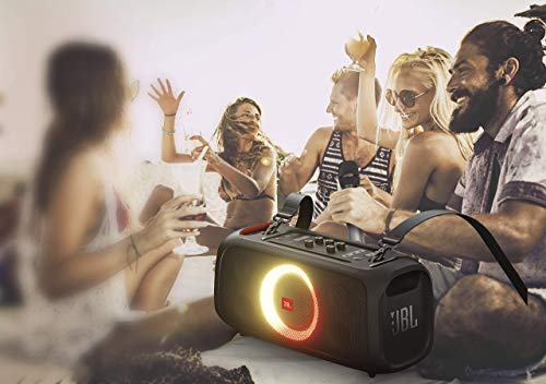 JBL PartyBox On-The-Go Portable Party Speaker with Built-in Lights Black (Renewed) (with Microphone)