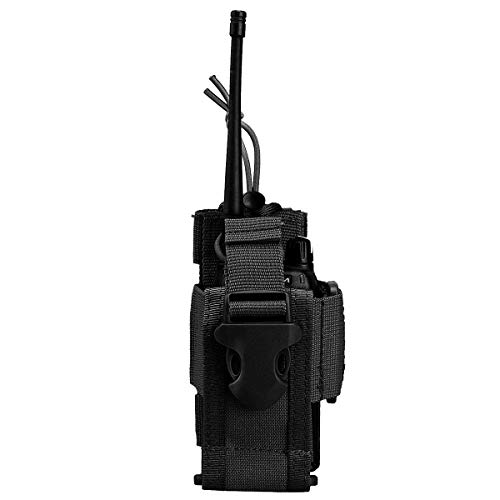 Tactical Radio Holder Radio Case Molle Radio Pouch Military Heavy Duty Radios Holster Bag for Two Ways Walkie Talkie Compatible with Bags/Packs/Duffels by LUITON (Black)