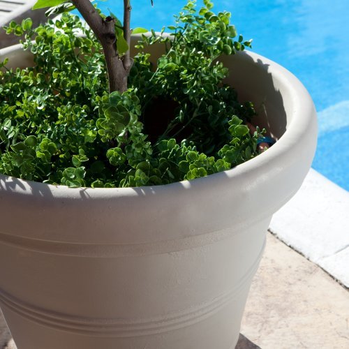 Crescent Garden Brunello Planter, Classic Rolled-Rim Plant Pot, 27-Inch (Weathered Terracotta)