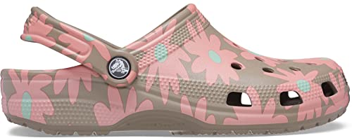 Crocs Unisex Classic Seasonal Print Clogs, Mushroom/Multi Flower, Numeric_9 US Men