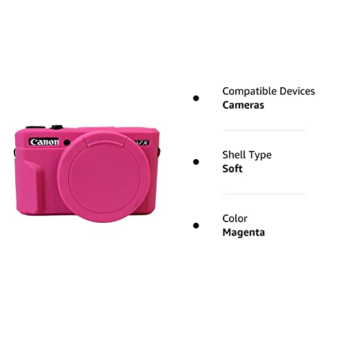Removable Lens Cover Silicone Gel Rubber Soft Camera Case Cover for Canon PowerShot G7x Mark ii Camera Magneta