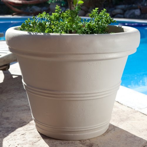 Crescent Garden Brunello Planter, Classic Rolled-Rim Plant Pot, 27-Inch (Weathered Terracotta)