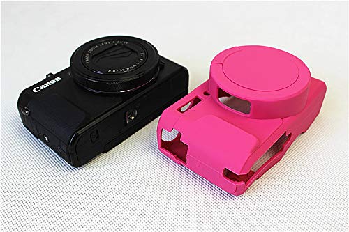 Removable Lens Cover Silicone Gel Rubber Soft Camera Case Cover for Canon PowerShot G7x Mark ii Camera Magneta