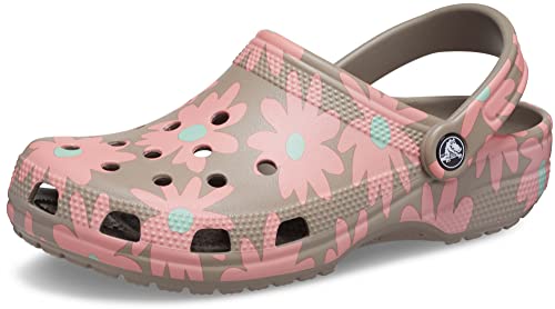 Crocs Unisex Classic Seasonal Print Clogs, Mushroom/Multi Flower, Numeric_9 US Men