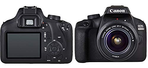 Canon EOS 4000D / Rebel T100 DSLR Camera with 18-55mm Lens + Creative Filter Set, EOS Camera Bag + Sandisk Ultra 64GB Card + 6AVE Electronics Cleaning Set, and More (International Model) (Renewed)