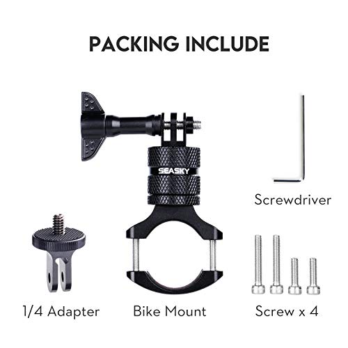 Seasky Mountain Bike Bicycle Motorcycle Handlebar Mount Clip Aluminum Alloy Bracket Suitable for GoPro Hero 11/10/9/8 Black Sport Camera Insta360 One X2 X3 360 DJI OSMO Action 2 3