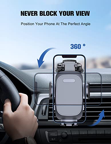 Ruiwwo Phone Mount for Car Dashboard & Windshield, [Super Suction & Never Fall Off] Cell Phone Holder Car, Hands Free Car Phone Holder Mount Compatible with iPhone Samsung All 4-7" Smartphones