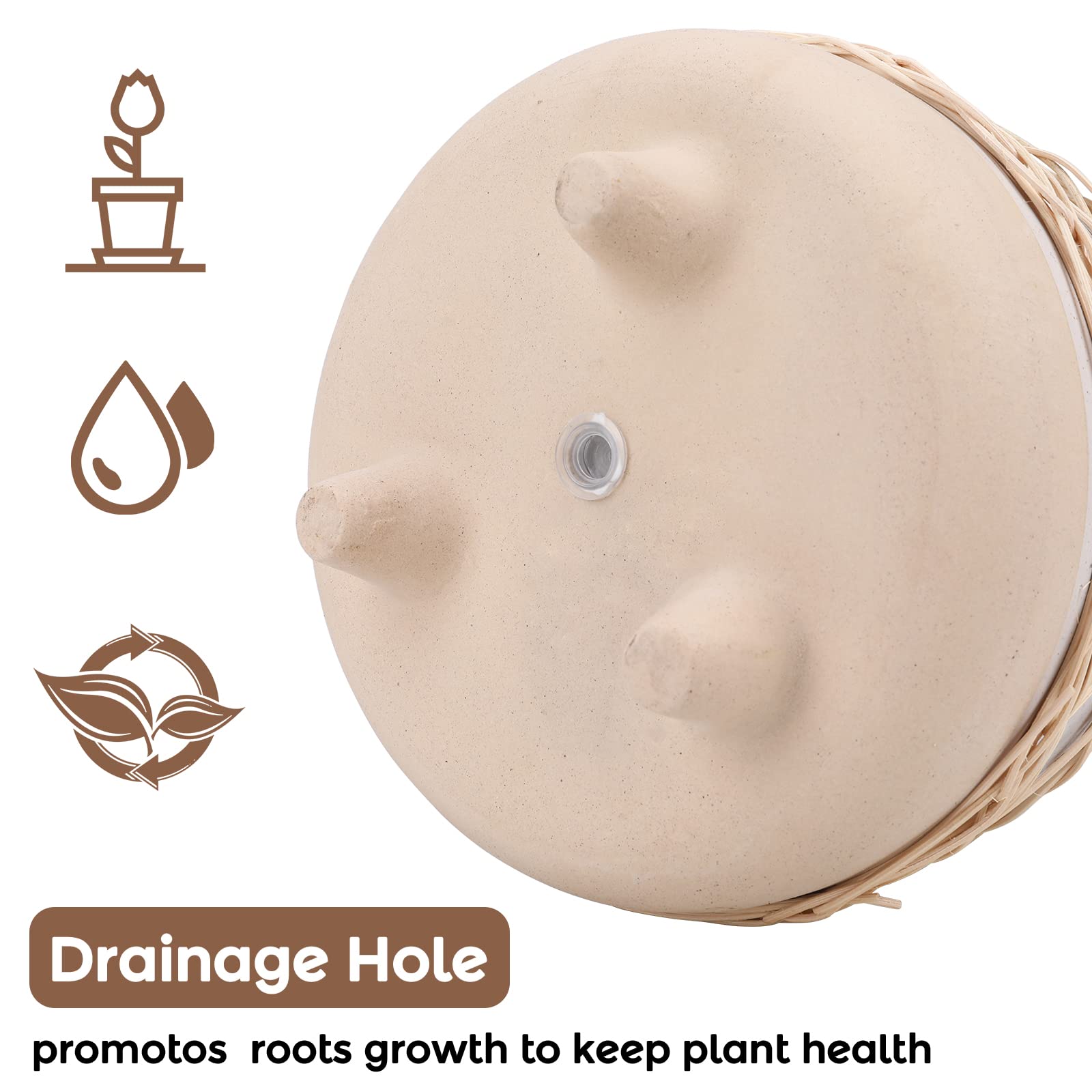 Chonsun Ceramic Planter 8 Inch Plant Pots Indoor Outdoor Planter with Drainage Hole Flower Pots Plant Pot Ceramic Mid-Century