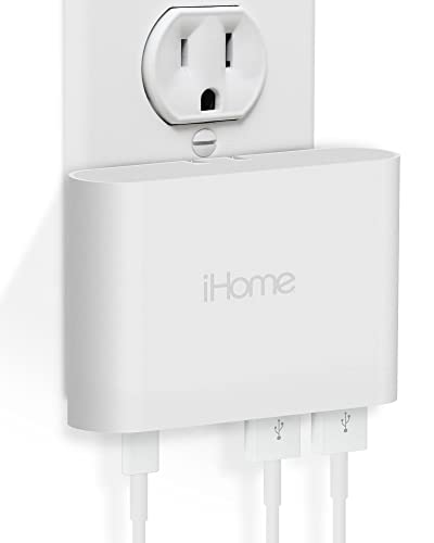 iHome 3-Port (1 USB C, 2X USB A) Fast Charger, MagSafe Compatible for iPhone 12, 12 Pro, 12 Pro Max, 12 Mini, SE2, 11, 11 Pro, 11 Pro Max, XR, X/Xs, iPad Pro- Foldable Prongs, Compact Power Delivery