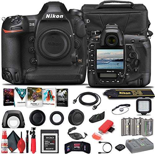 Nikon D6 DSLR Camera (Body Only) (1624) + 120GB XQD Card + 2 x EN-EL18C Battery + Case + Corel Photo Software + Light + HDMI Cable + Cleaning Set + Flex Tripod + More (International Model) (Renewed)