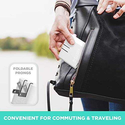 iHome 3-Port (1 USB C, 2X USB A) Fast Charger, MagSafe Compatible for iPhone 12, 12 Pro, 12 Pro Max, 12 Mini, SE2, 11, 11 Pro, 11 Pro Max, XR, X/Xs, iPad Pro- Foldable Prongs, Compact Power Delivery