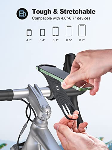 iBytoc Bike Phone Mount, [360°Rotation Shockproof] Bicycle Phone Holder, Universal Silicone Motorcycle Phone Mount Compatible with iPhone 14 13 12 11 Pro Max, More 4.0"-6.7" Phone