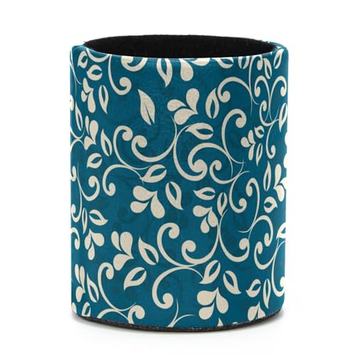 VIOQXI Pen Holder for Desk PVC Leather Pencil Cup Stand Round Desktop Pen Organizer Pot Makeup Brush Holder for Office School Classroom Home Classical Pattern