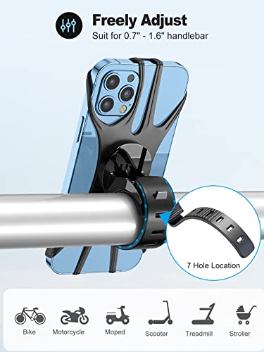 iBytoc Bike Phone Mount, [360°Rotation Shockproof] Bicycle Phone Holder, Universal Silicone Motorcycle Phone Mount Compatible with iPhone 14 13 12 11 Pro Max, More 4.0"-6.7" Phone