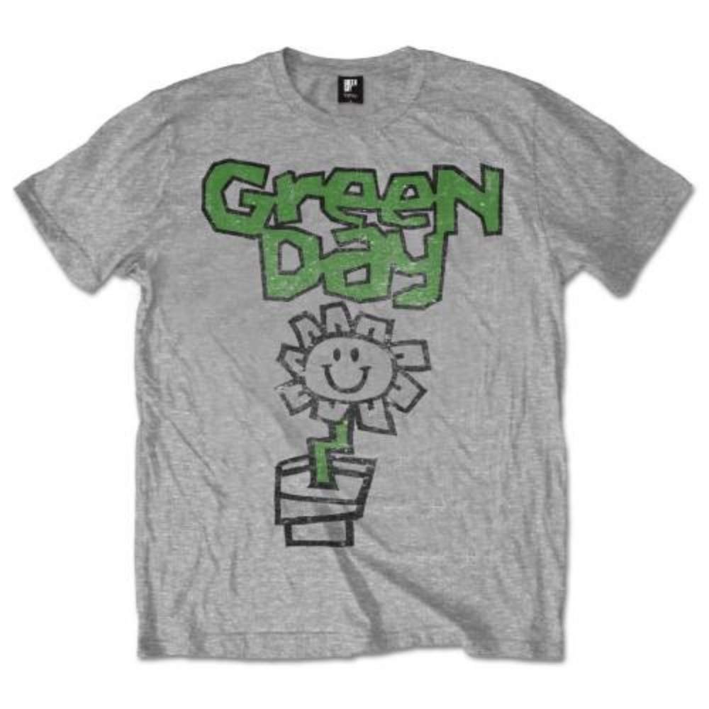 Green Day Men's Welcome to Paradise Cotton Long Sleeved Tee Shirts (Flower Pot, Large)